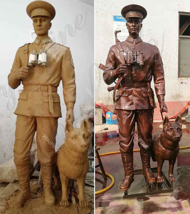 Custom Bronze Soldier statue with Dog Monument for Sale BOKK-439 ...